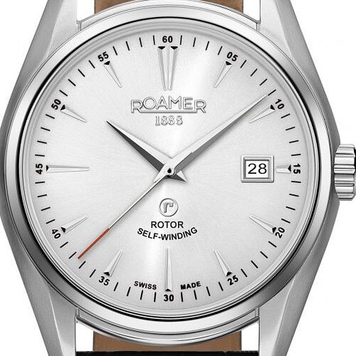 Ceas barbatesc, Roamer, Inox/Piele narurala, Alb/Negru - eMAG.ro