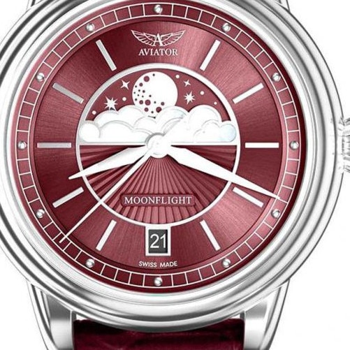 Ceas de dama, Aviator, Inox/Piele, Rosu/Argintiu - eMAG.ro