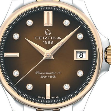 Ceas dama DS Powermatic 80, Certina, Automatic, Inox, Argintiu/Auriu ...