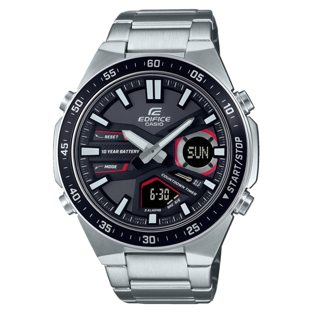 Ceas barbati Edifice, Casio, Inox, Quartz, Negru/Argintiu - eMAG.ro
