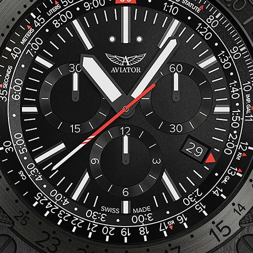 Ceas barbatesc, Aviator, Cauciuc/Inox, Negru - eMAG.ro