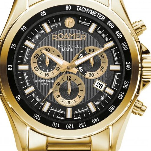 Ceas barbatesc Rockshell Mark III Chrono, Roamer, Inox, 44 mm, Auriu ...