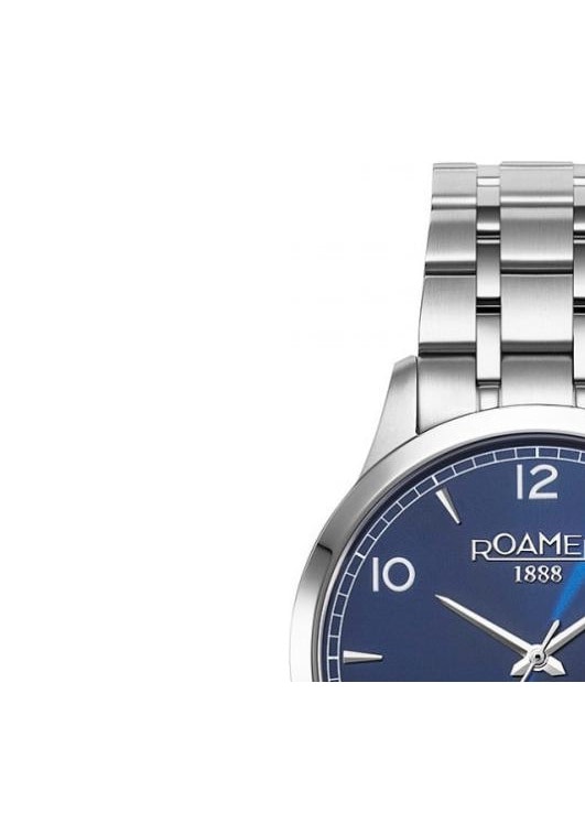 Ceas barbatesc Seehof, Roamer, Inox, 42 mm, Argintiu/Albastru - eMAG.ro