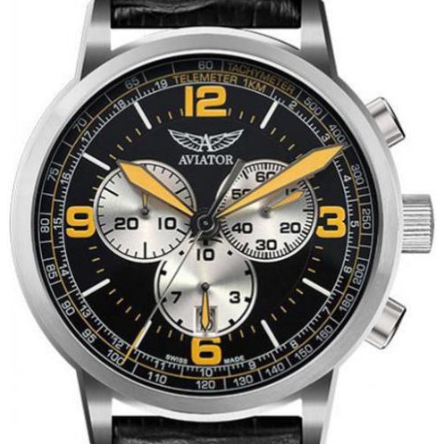 Ceas barbati, Aviator, Otel, Mecanism Quartz, Negru/Argintiu - eMAG.ro