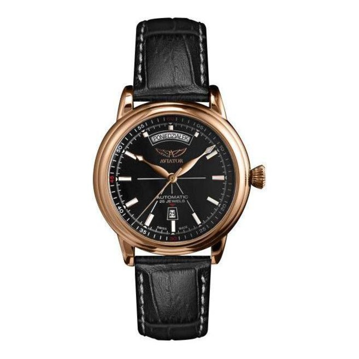 Ceas pentru barbati, Aviator, Inox/Piele, Negru - eMAG.ro