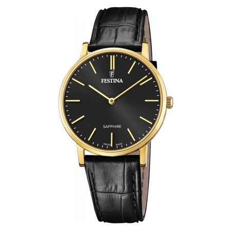 Мъжки часовник, Festina, кожа/стомана, черно/злато - eMAG.bg