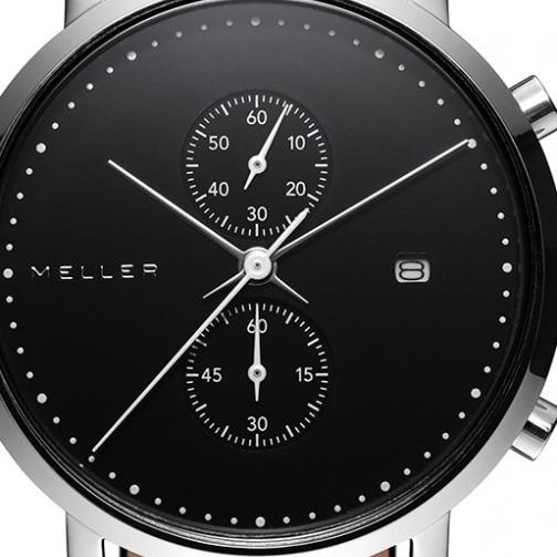 Мъжки часовник, Meller, Неръждаема стомана/Естествена кожа, Сребрист ...