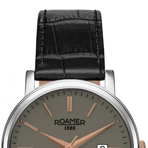 Ceas barbat, Roamer, 40 mm, Otel/Piele, Negru - eMAG.ro
