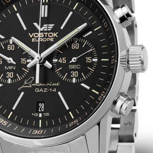 Ceas barbati Gaz-14, Vostok Europe, Quartz, Inox, Negru/Argintiu - eMAG.ro