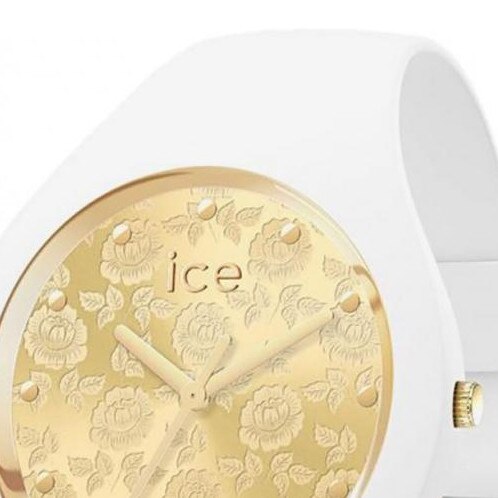 Ceas dama, Ice Watch, ICE FLOWER, Plastic/Cauciuc, 34 mm, Alb/Auriu ...