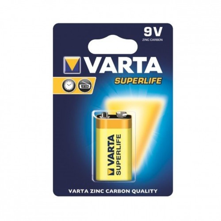 Set 10 baterii, Varta, Zin Carbon, 9 V, Galben - eMAG.ro