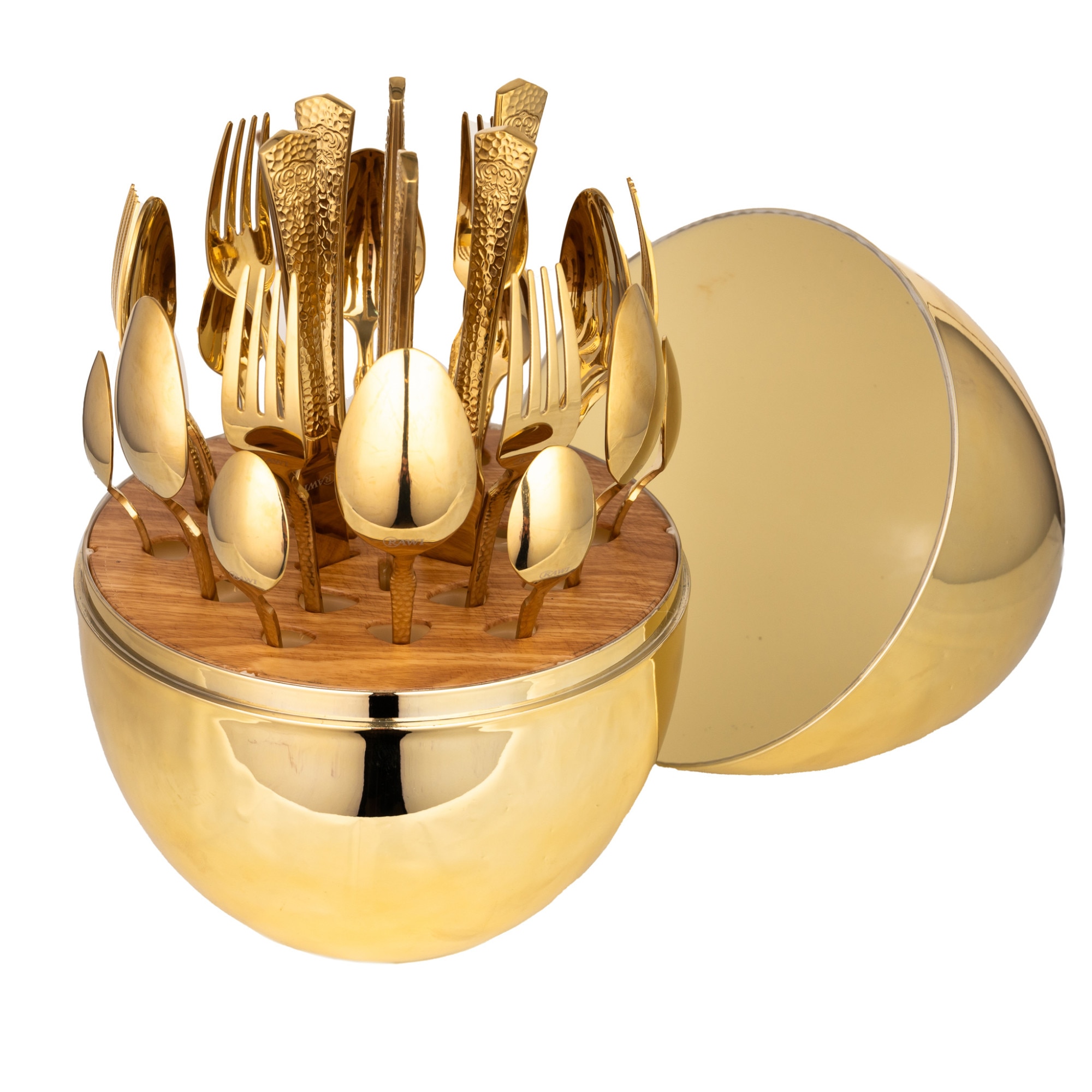 Set tacamuri din inox, 24 de piese, cu suport tip-ou, RAWI-25EG-G - eMAG.ro