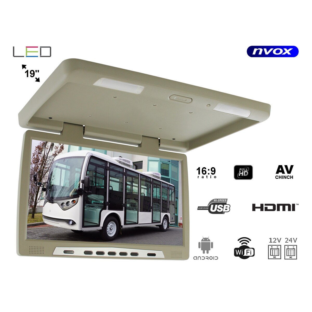 Monitor cu LED, 19 inch, Android, usb fm bt wifi, 12v/24v - eMAG.ro