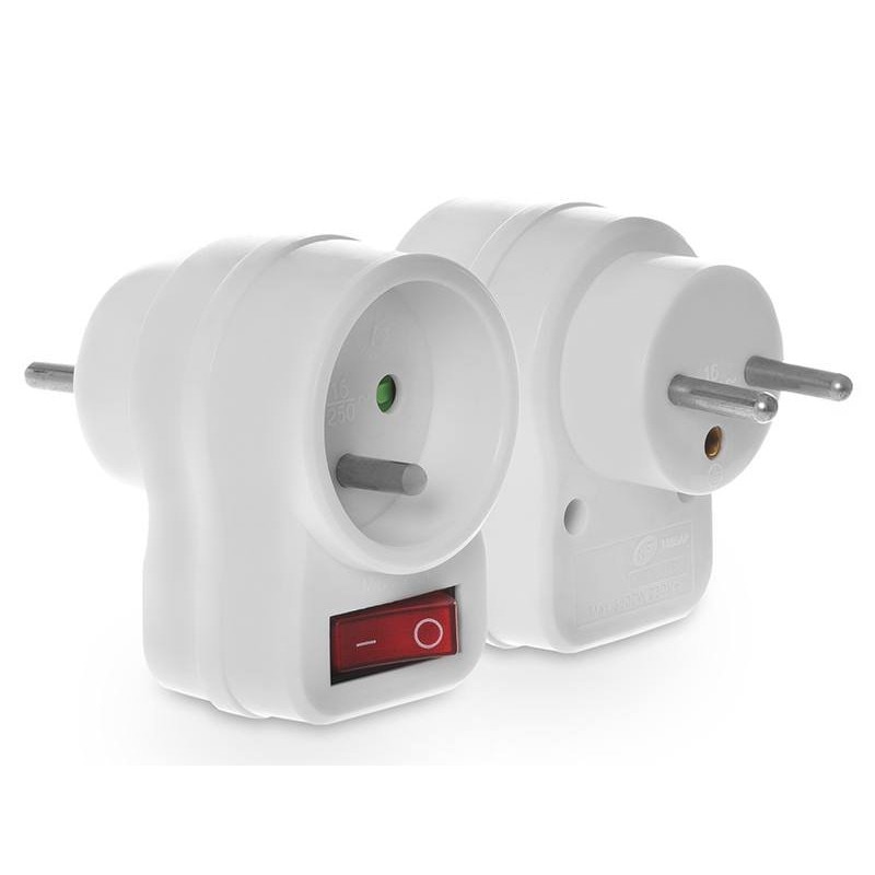 Priza cu impamantare si intrerupator, Splitter, 250V, 10A, Alb - eMAG.ro