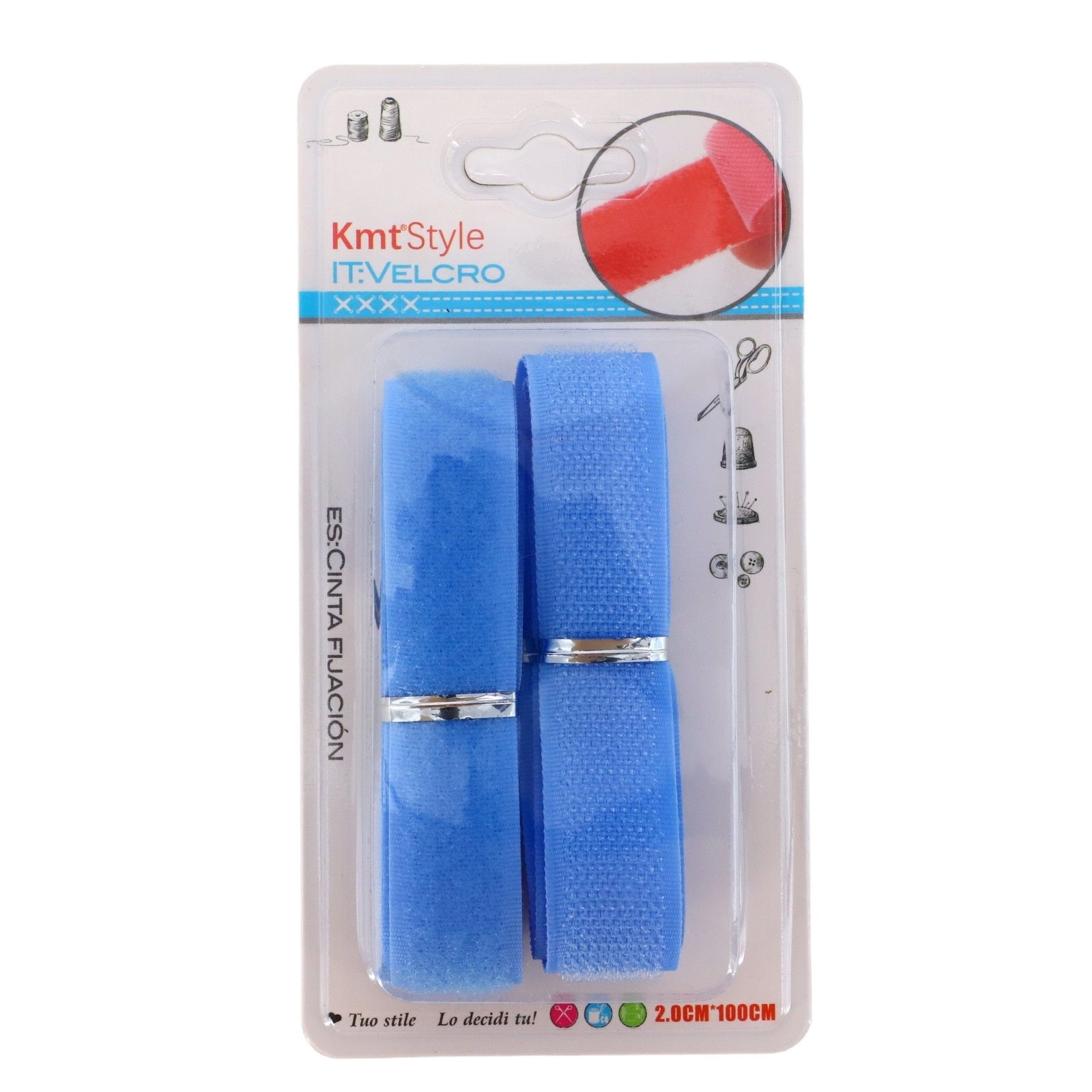 Banda Velcro cu scai / arici, NO460, 2 x 100 cm, Albastru - eMAG.ro