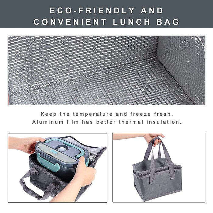 Cutie de pranz electrica, Kosiil®, INOX, 110V/12V, 1.5L, 40W, Verde ...