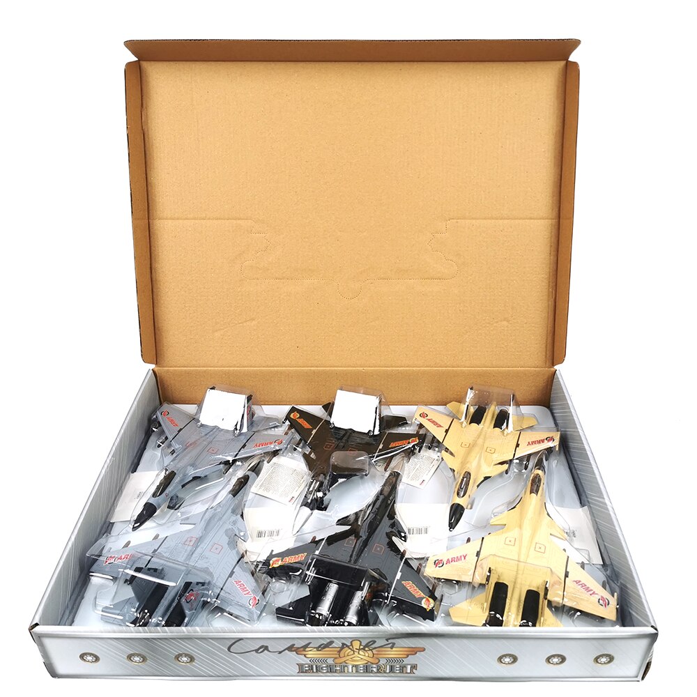 Метален самолет, Изтребител, Със звук и светлини, Жълт, Без опаковка ...