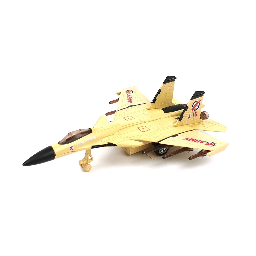 Метален самолет, Изтребител, Със звук и светлини, Жълт, Без опаковка ...