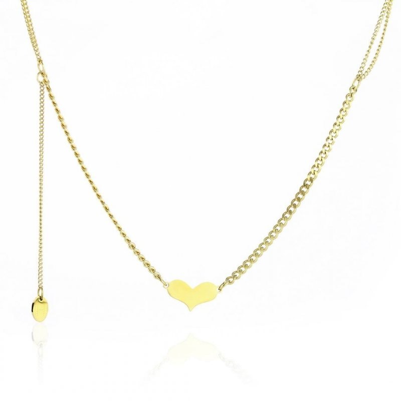 Colier dama, Inox, Cu inima, Auriu - eMAG.ro