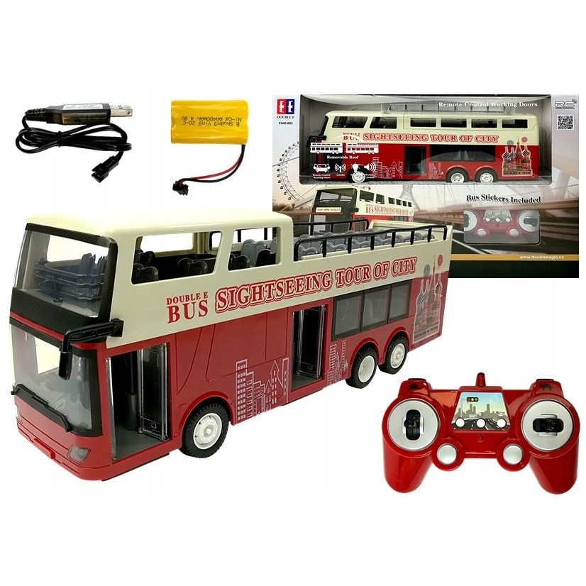 Autobuz cu etaj, LeanToys, Telecomanda, 1:18, Multicolor, 3+ - eMAG.ro