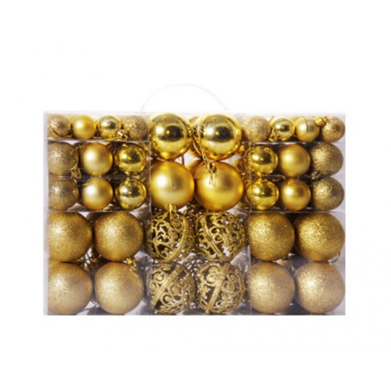 Комплект от 100 коледни топки, пластмаса, златисти - eMAG.bg