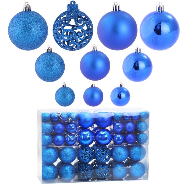 Комплект от 100 коледни топки, пластмасови, сини - eMAG.bg