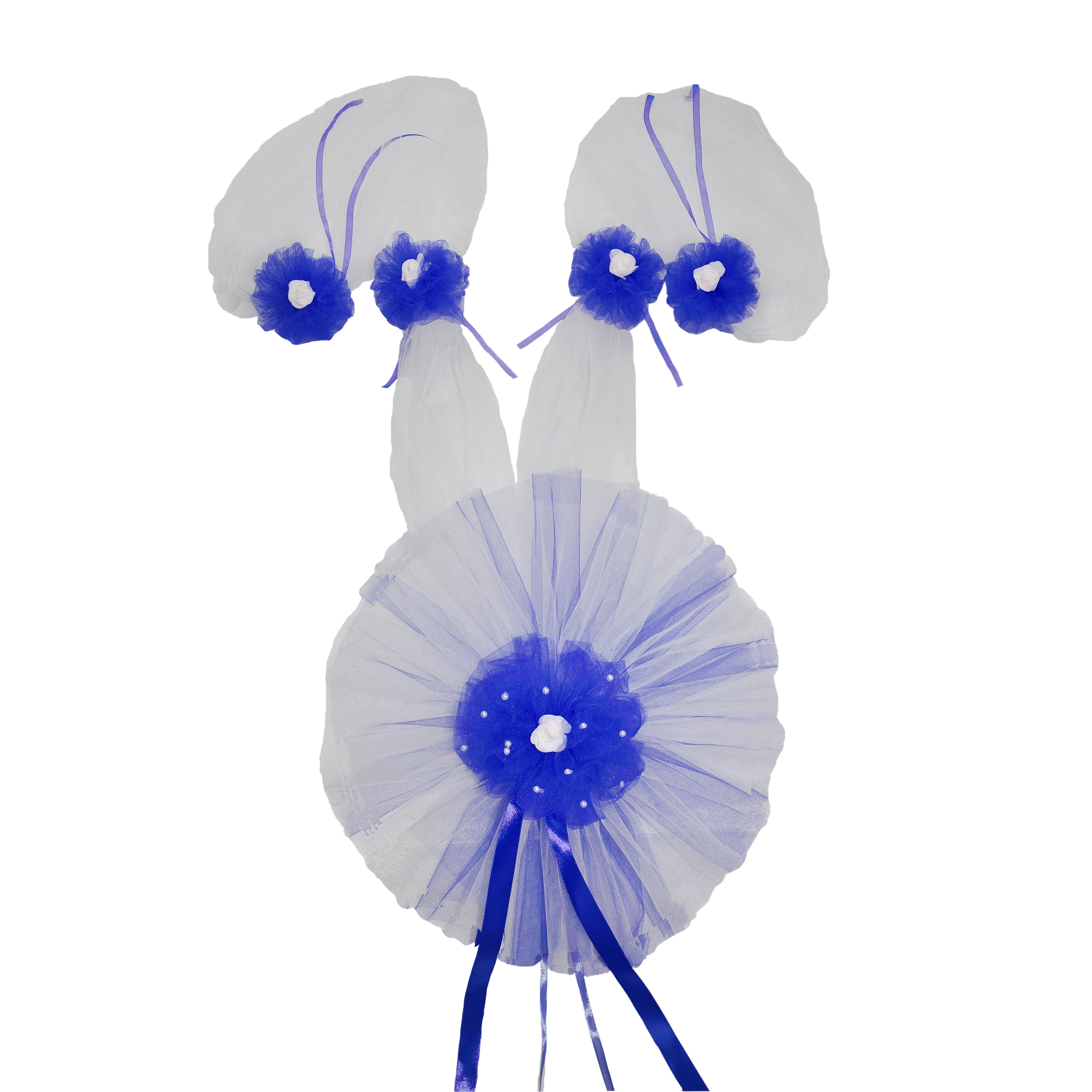 Aranjament nunta pentru masina, tull albastru aprins - eMAG.ro