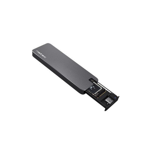 Rack SSD extern, Natec, Rhino, Aluminiu/PVC, M.2 NVME, USB-C 3.1, Gri ...