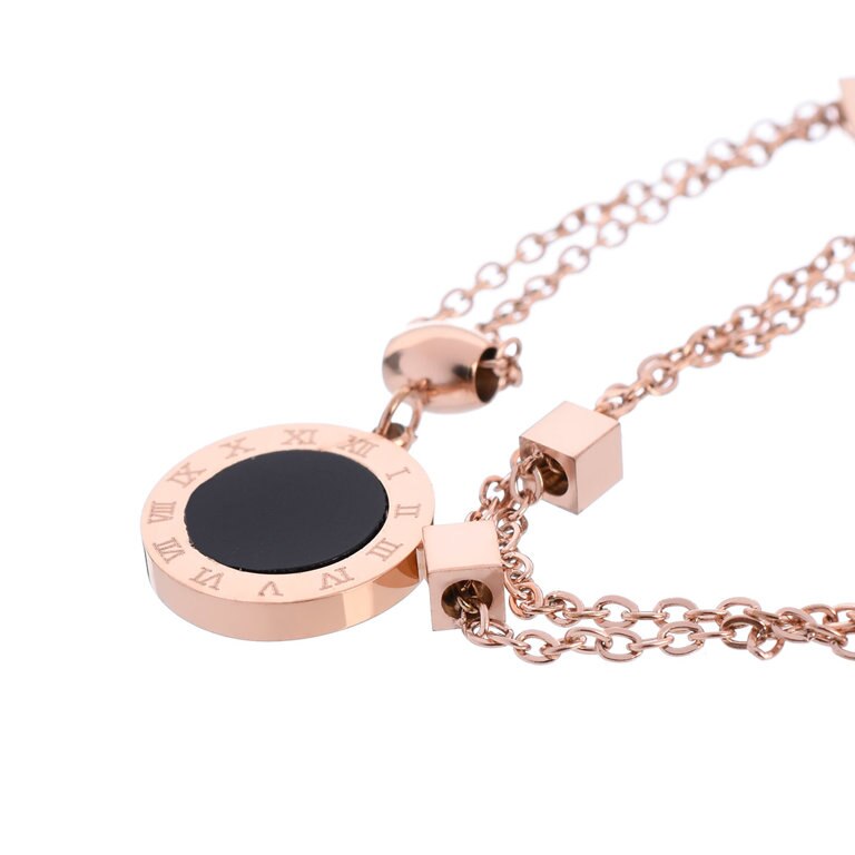 Colier dama Pacific, Inox, Rose Gold/Negru - eMAG.ro