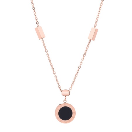 Colier dama Pacific, Inox, Rose Gold/Negru - eMAG.ro