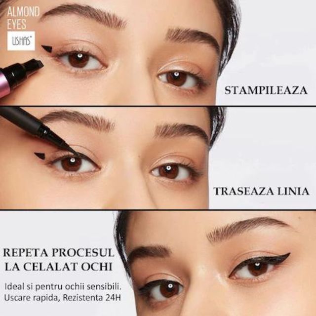 Tus pentru Ochi Tip Carioca cu Stampila, Waterproof Eyeliner, Negru ...