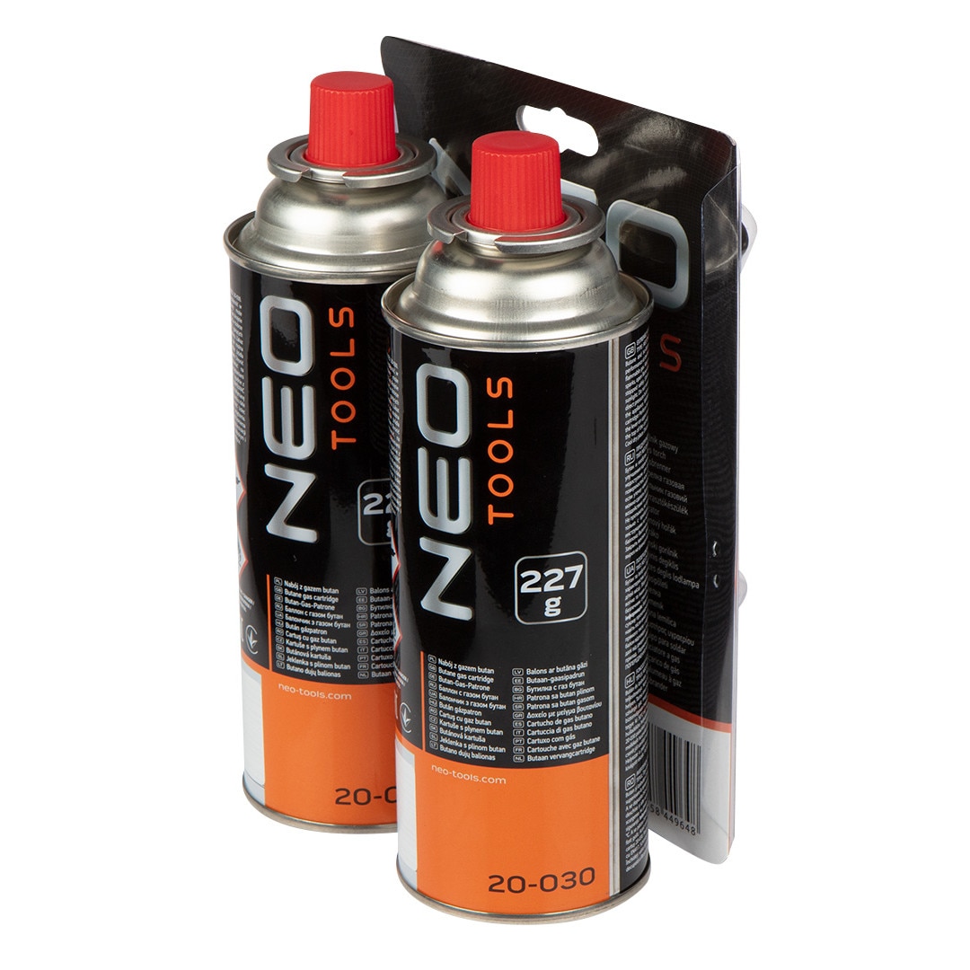 Газова горелка + 2 патрона за газ бутан, Neo Tools, 227гр - eMAG.bg