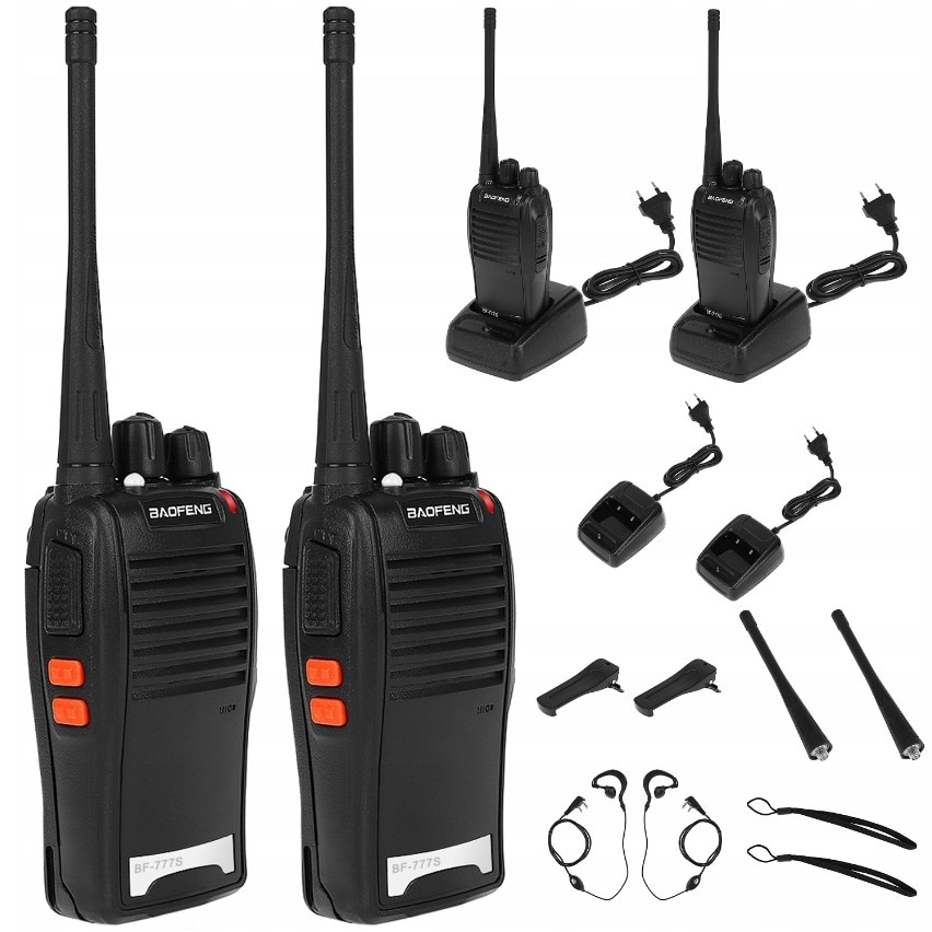 Set de 2 Walkie Talkie, 2 statii de incarcare, Negru - eMAG.ro