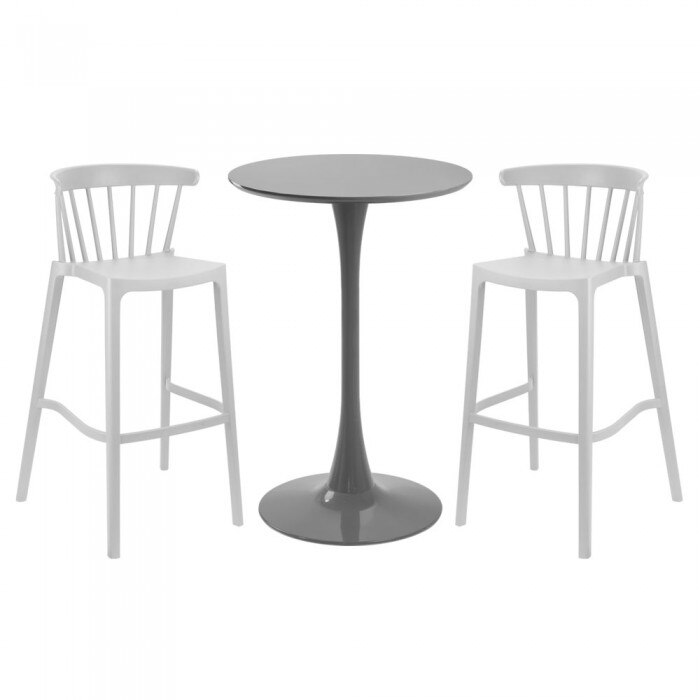Set mobilier tip bar RAKI ASPEN pentru mic dejun masa gri 60x101cm cu 2 ...