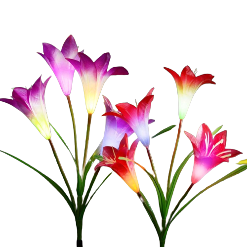 Set 2 x Lampa Solara LED, Invest, Tip Floare Crini, Pentru Gradina ...