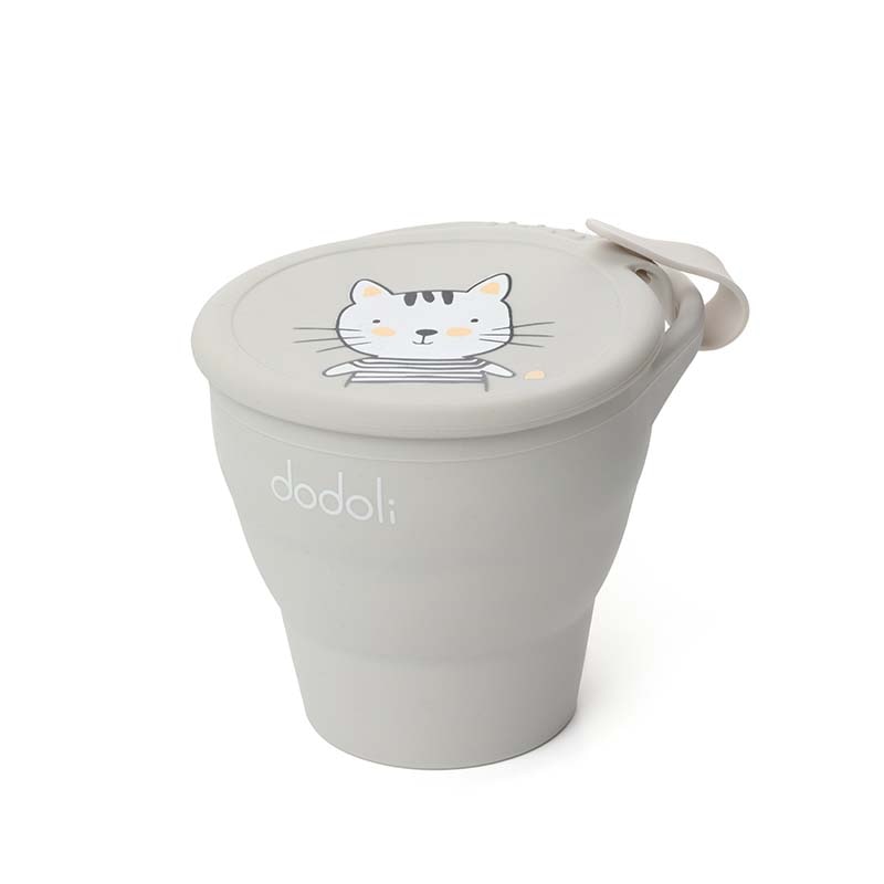 Dodoli Összecsukható szilikon uzsonnás doboz, gyerekeknek, Cica, Szürke ...