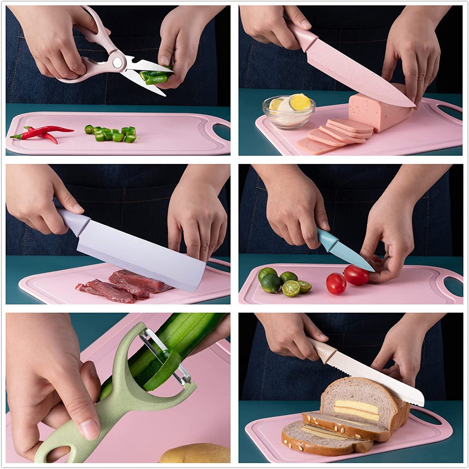 Set cutite de bucatarie 7 piese colorate, Zggzerg, Super Ascutite ...