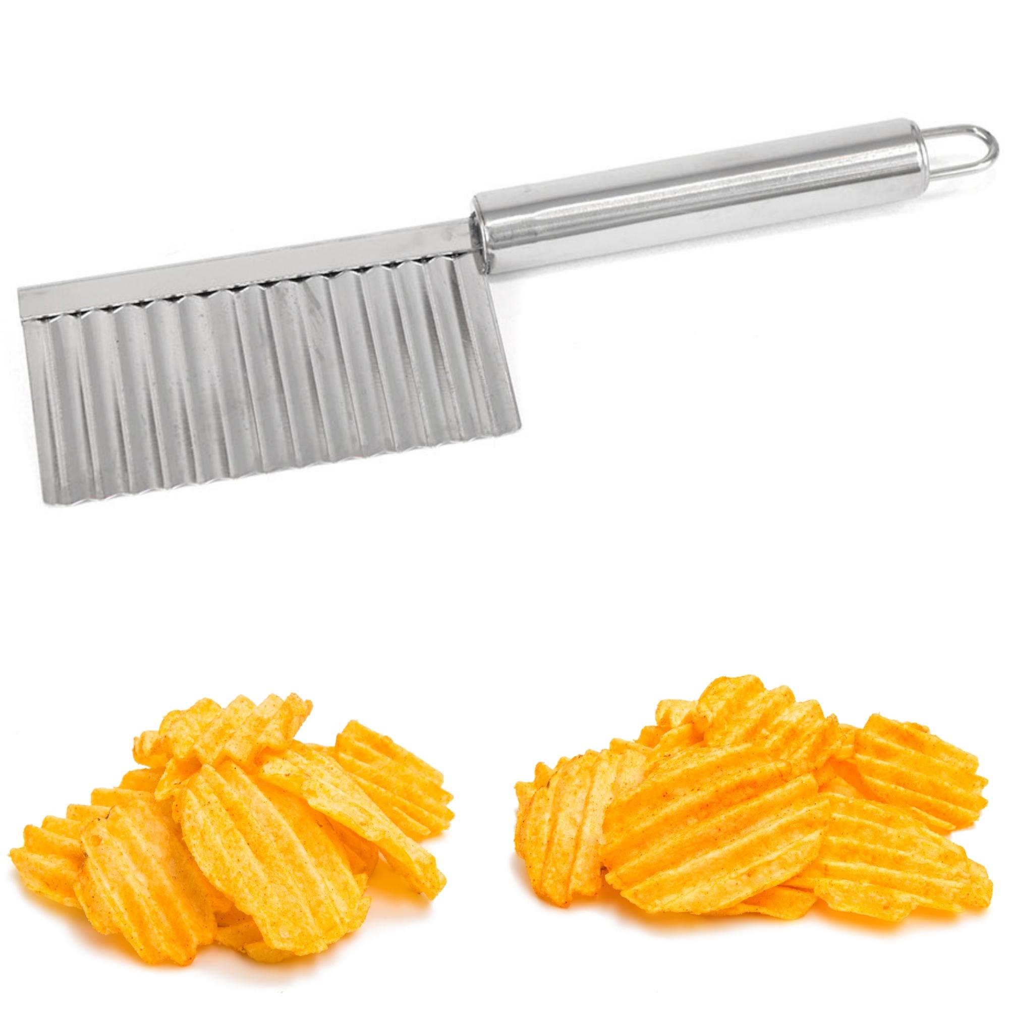 Cutit pentru taiat cartofi si legume in felii ondulate, 22 cm, inox ...