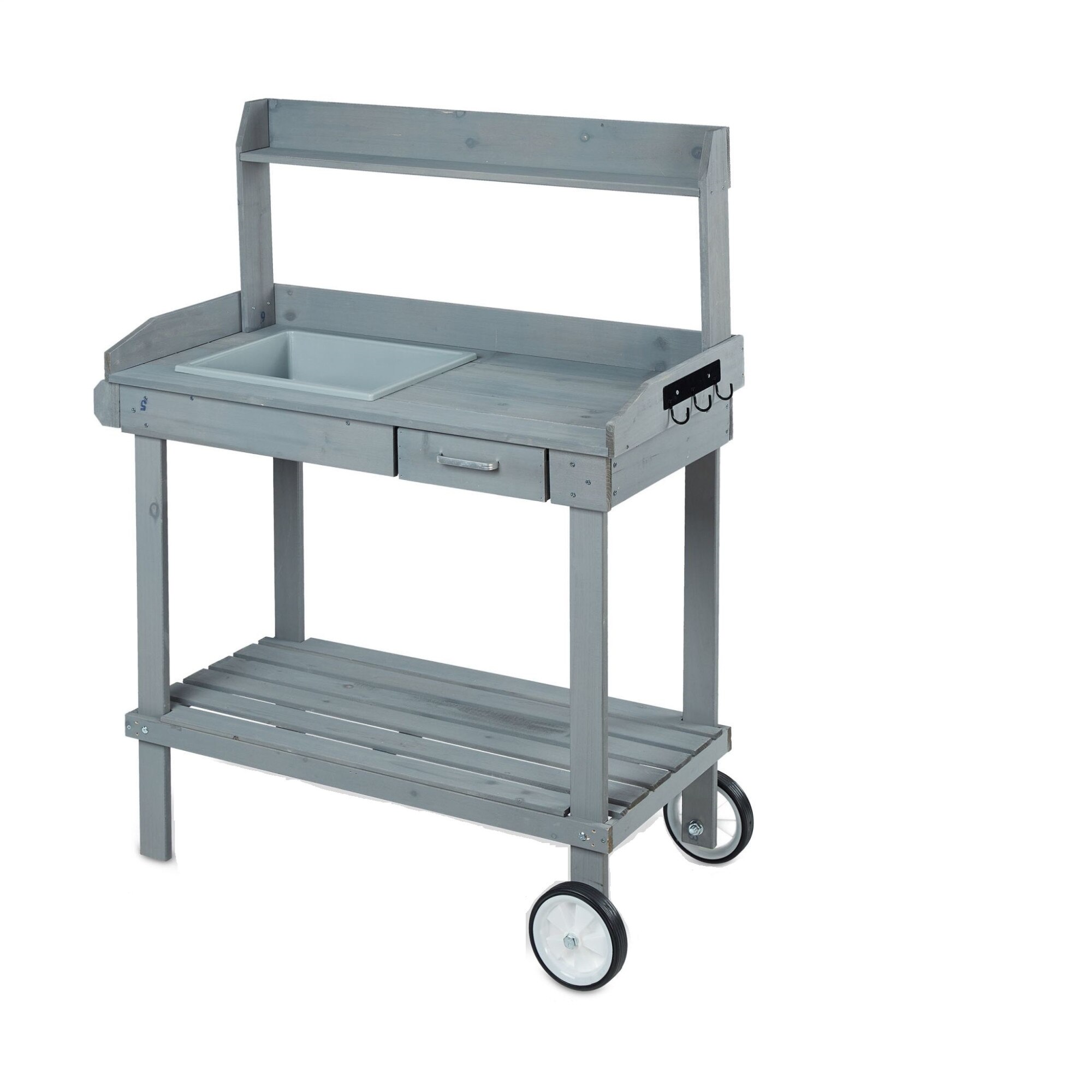 Masa cu roti pentru gradinarit, Relaxdays, dimensiuni 120 x 97 x 49 cm ...