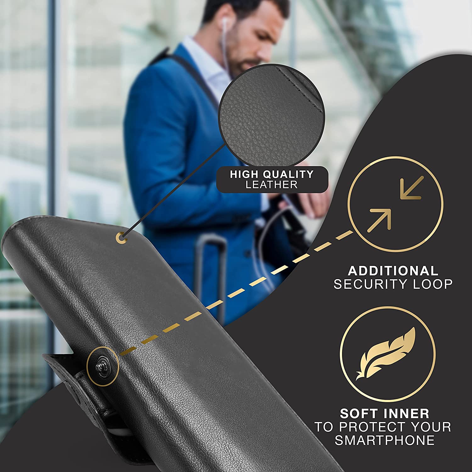 Toc telefon pentru centura Samsung Galaxy S22, Piele naturala ...