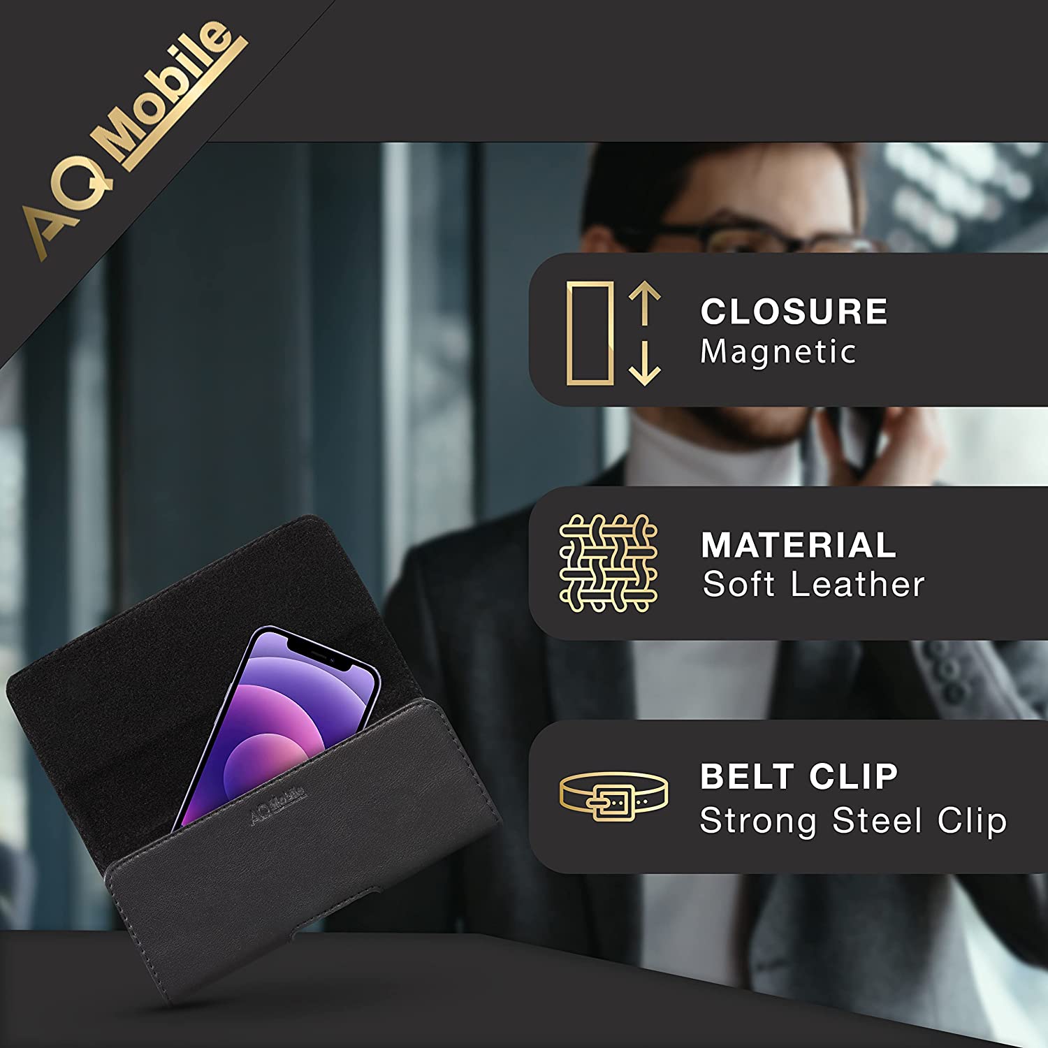 Toc telefon pentru centura Samsung Galaxy S22, Piele naturala ...