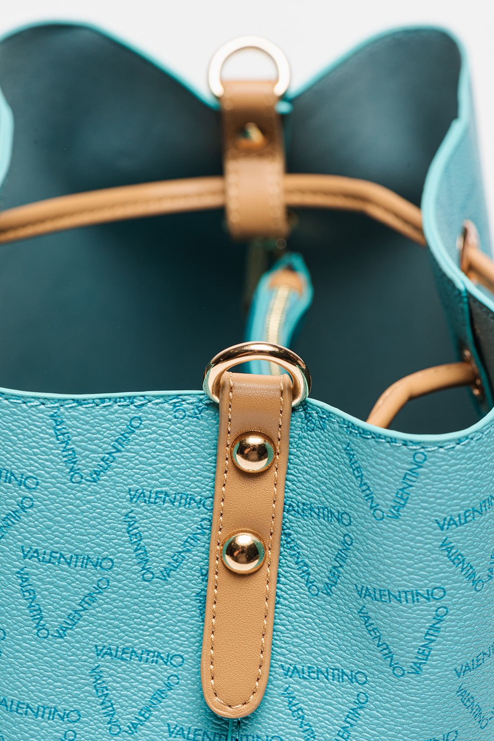 Valentino Bags, Geanta bucket cu monograma Liuto, Turcoaz - eMAG.ro