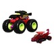 Set 2 masinute Hot Wheels - Monster Truck, Invader, cu o masinuta metalica - eMAG.ro