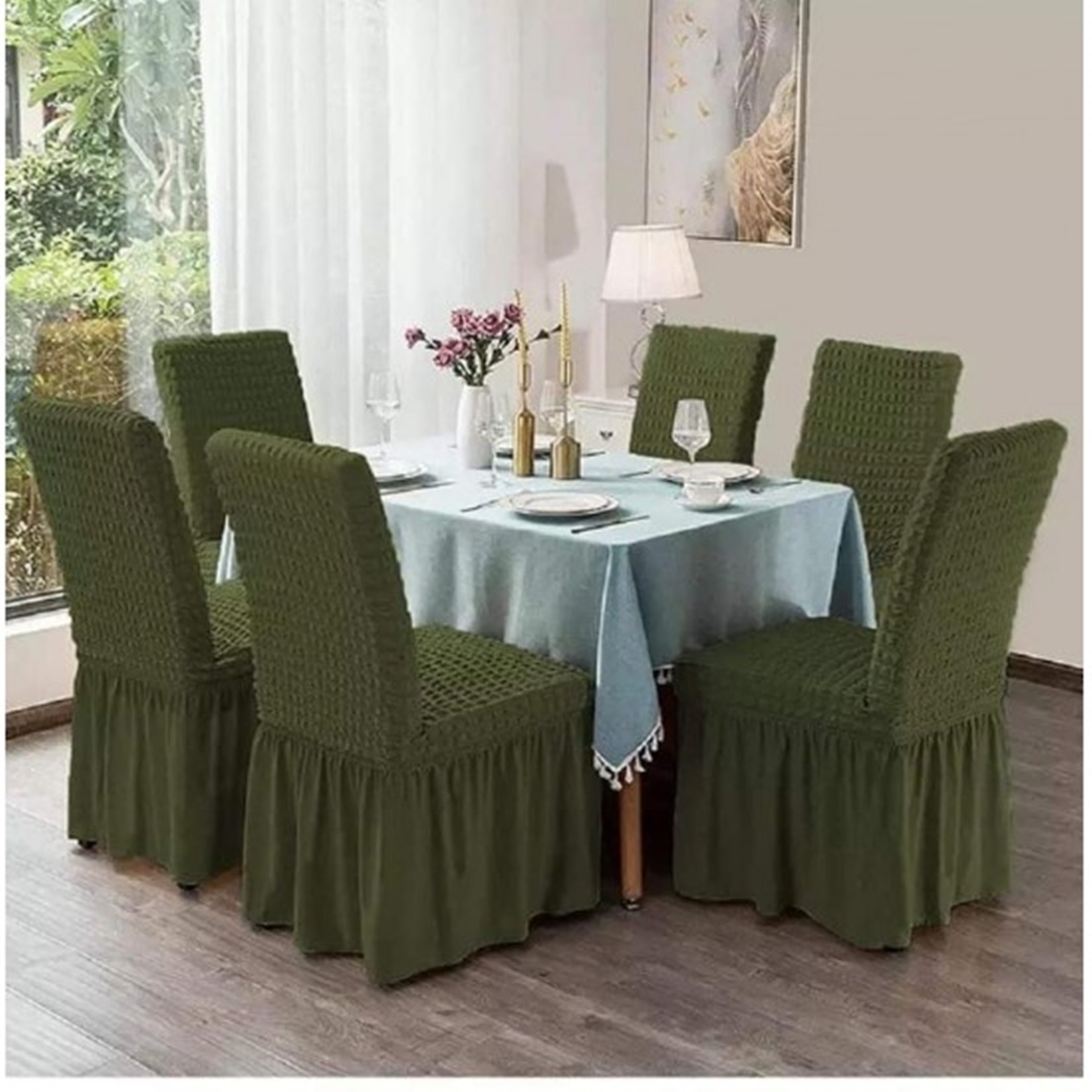 Set 6 huse universale pentru scaune, cu volan, verde, marime universala ...