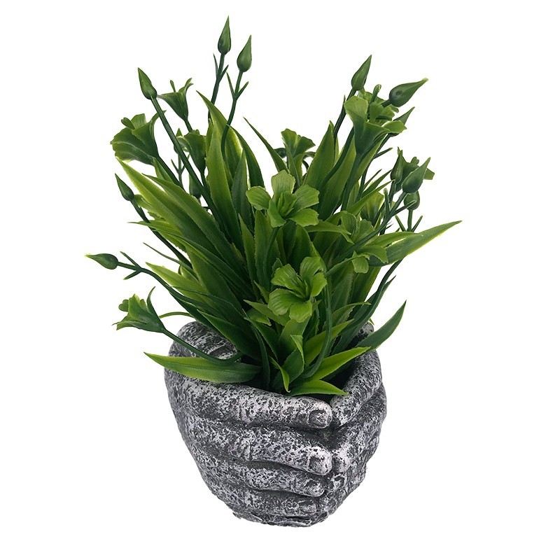 Ghiveci din ceramica in forma unei maini unite, cu plante din plastic ...