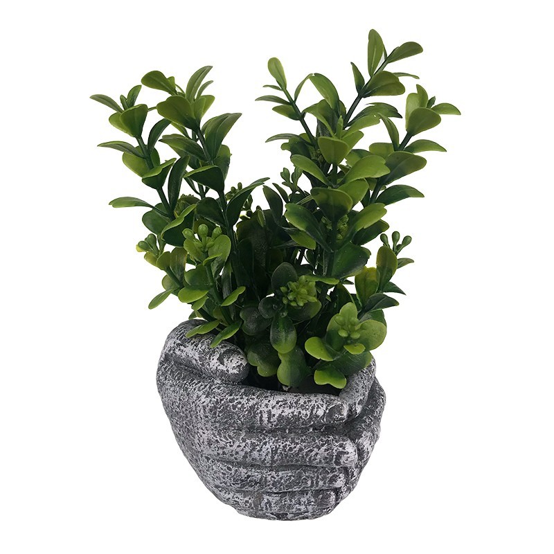 Ghiveci din ceramica in forma unei maini unite, cu plante din plastic ...