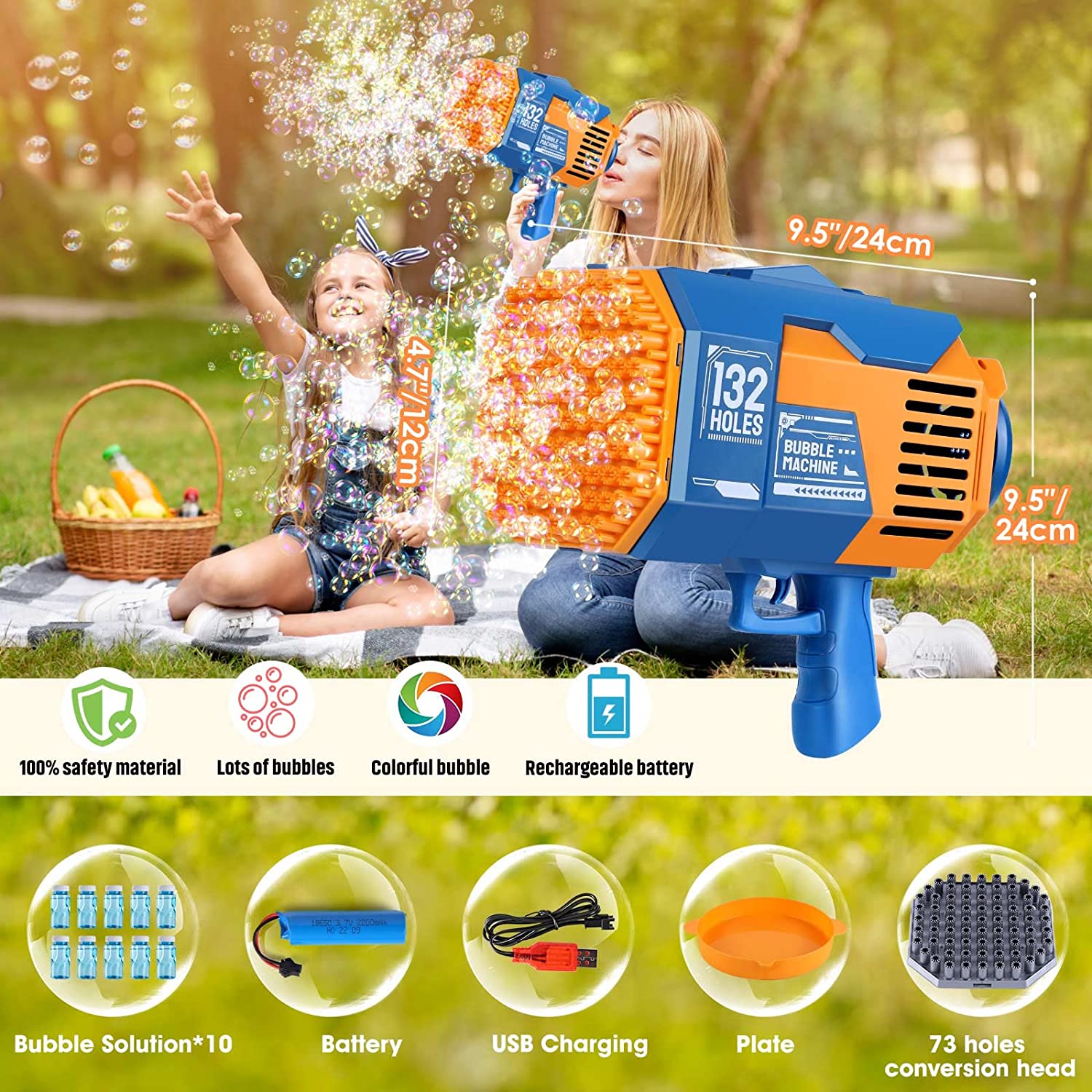 Pistol de facut baloane cu sapun, Simply Joy, cu 132 de orificii ...