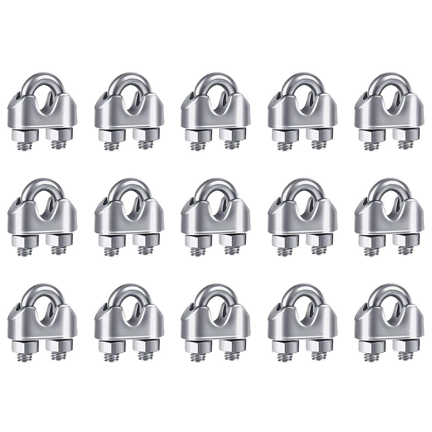 Set 18 cleme de cablu, Inox, 18 x 20 mm, Argintiu - eMAG.ro