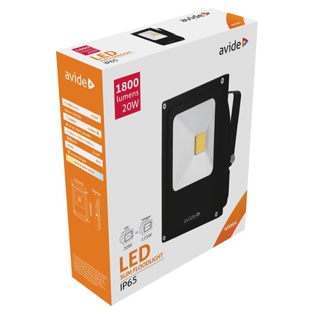 Reflector Avide LED Slim Flood Light IP65 20W 4000K lumina neutra - eMAG.ro