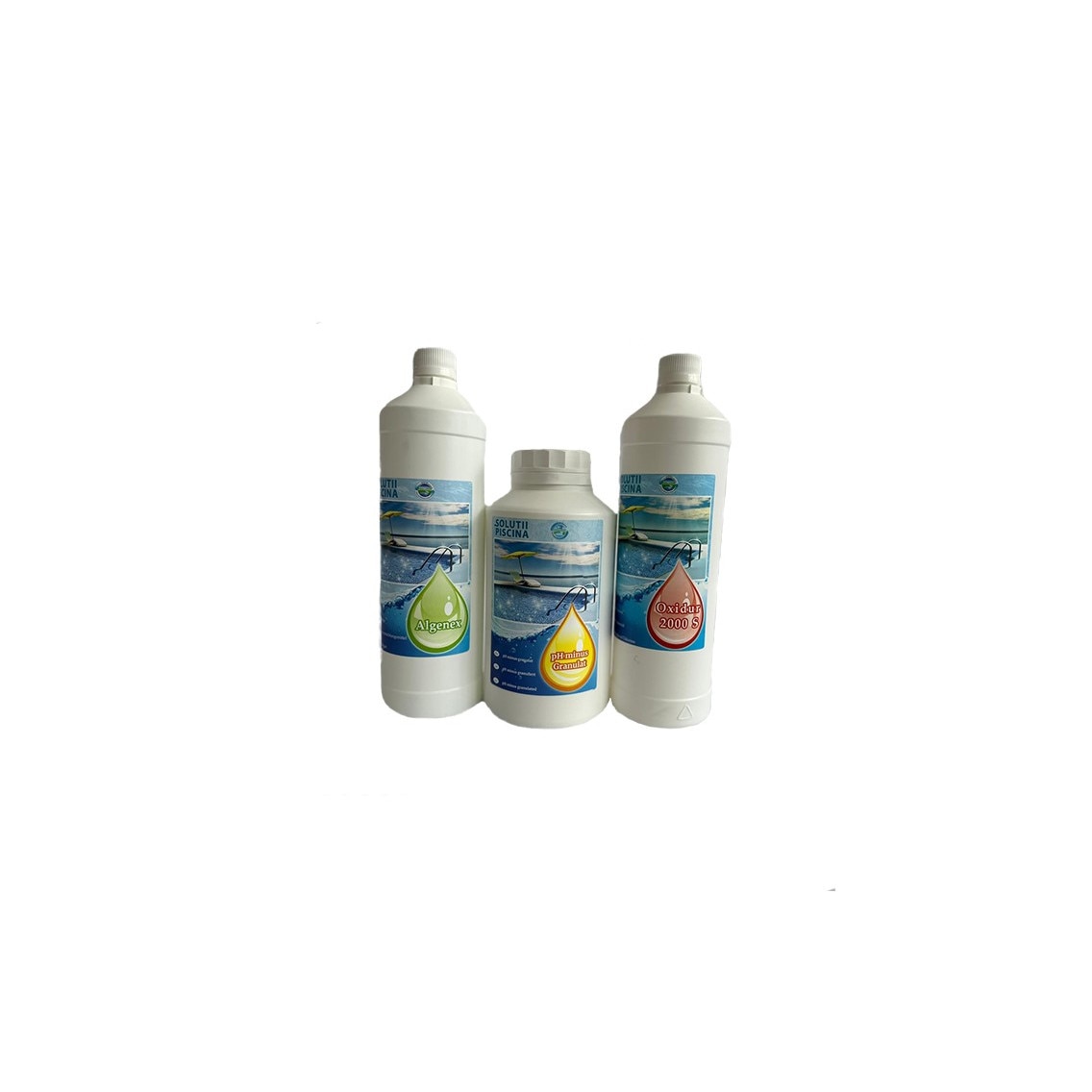 Kit Solutii Piscina, spa-ciubar, Algenex -1ltr, Ph minus granulat - 1 ...